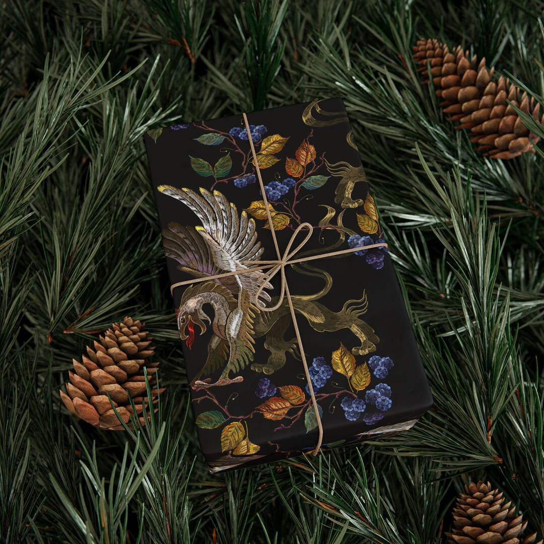 Griffin Wrapping Paper: Mythical Creature Gift Wrap, Fantasy Design - Etsy