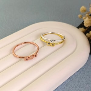 Personalized Stacking Ring • Stackable Ring • Initial Ring • Silver Ring • Minimalist Ringg ...