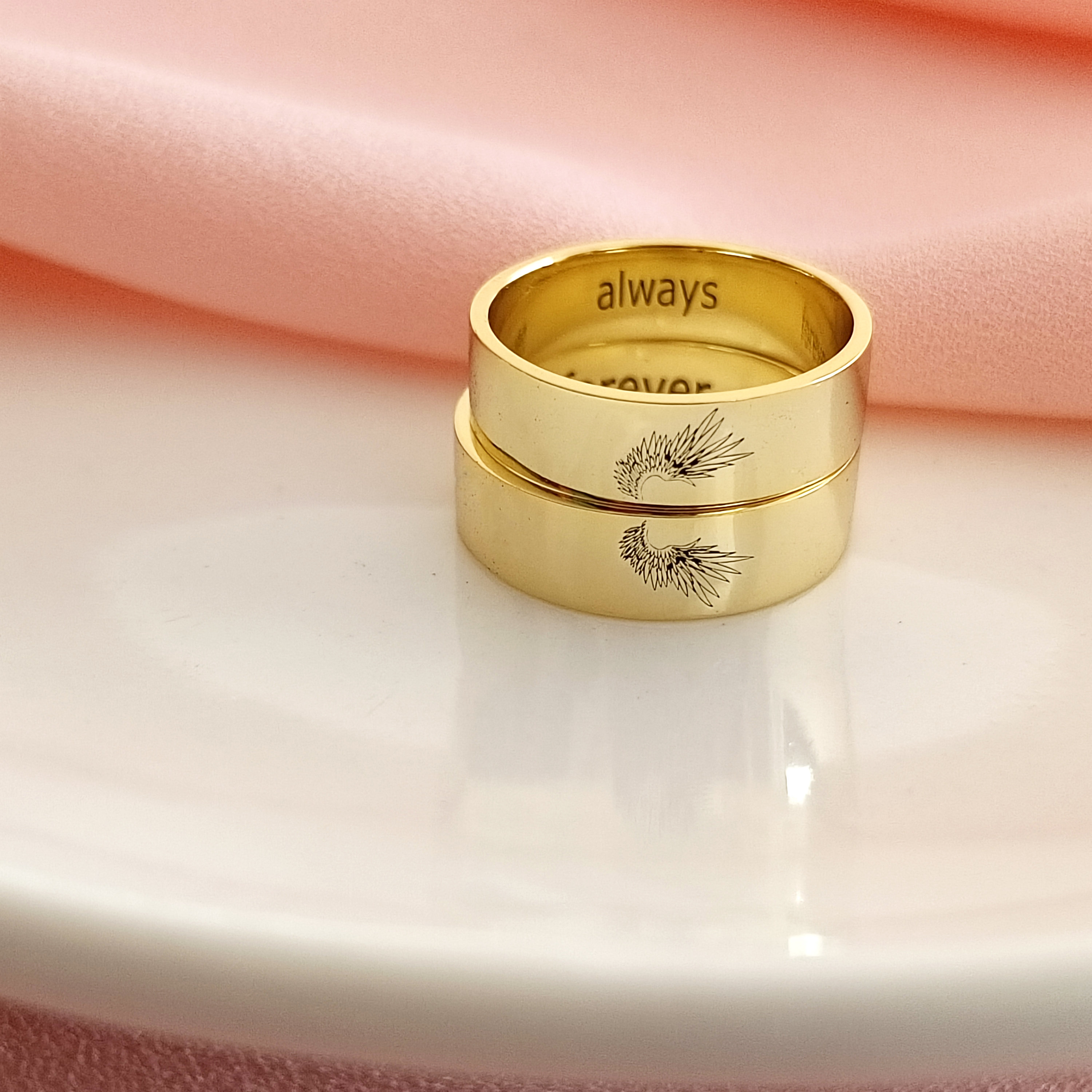 Custom Couple Rings Guardian Angel Wing Rings Promise - Etsy