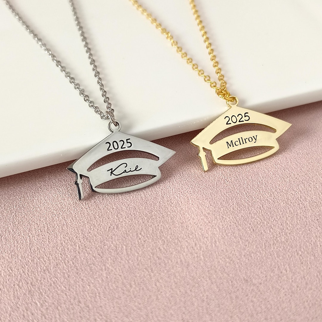 Customized Name Graduation Necklace • Bachelor Cap Necklace ...