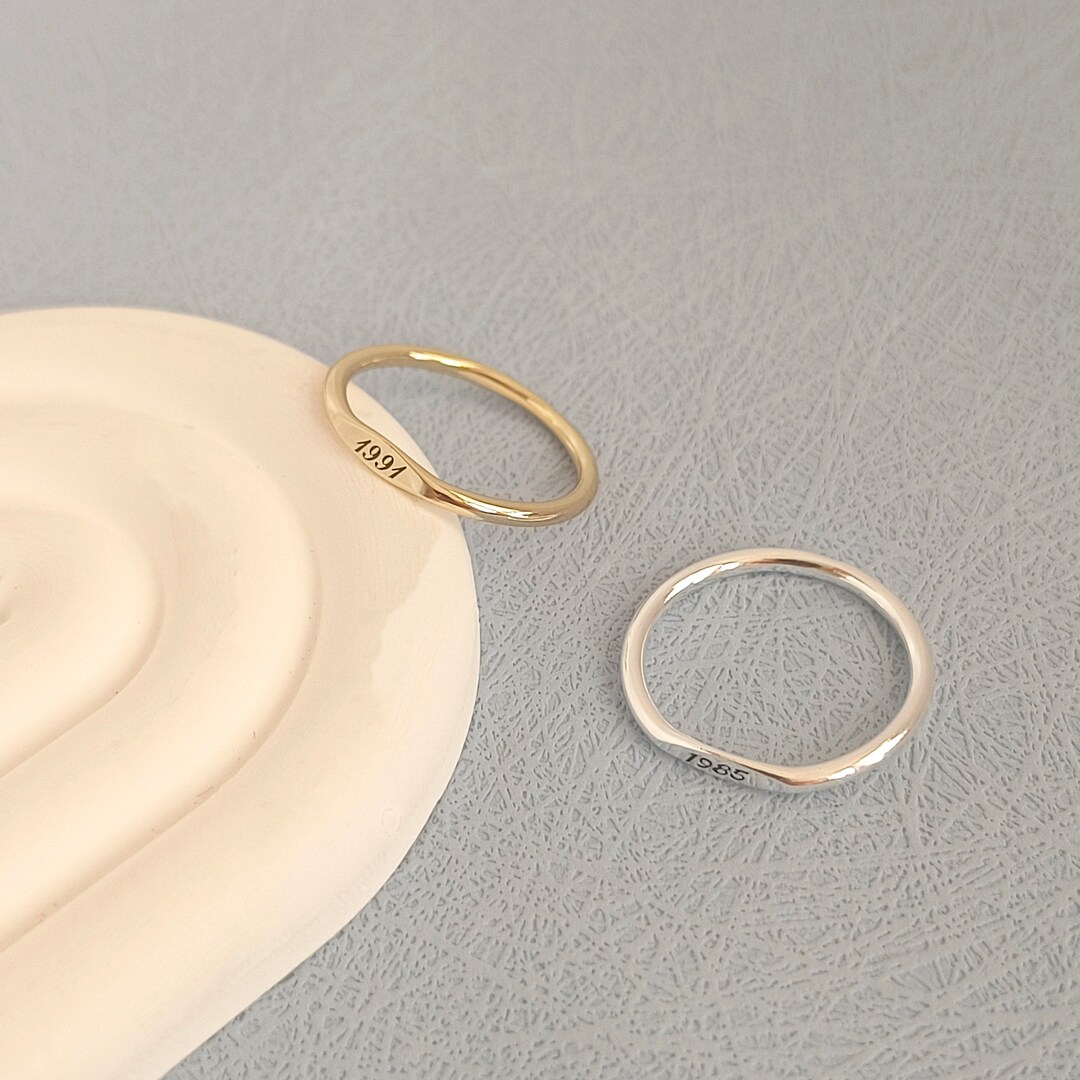 Personalized Stacking Ring • Stackable Ring • Date Ring • Silver Ring ...
