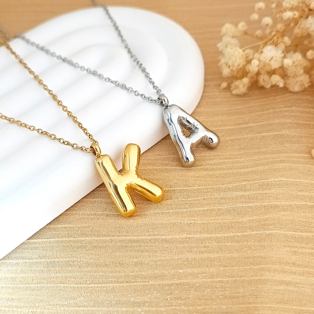 Custom Bubble Letter Necklace • 3D Letter Necklace • Personalized ...