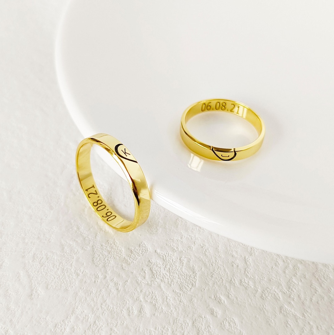 Personalized Couple Ring • Date Ring • Friendship Rings • Name Ring ...