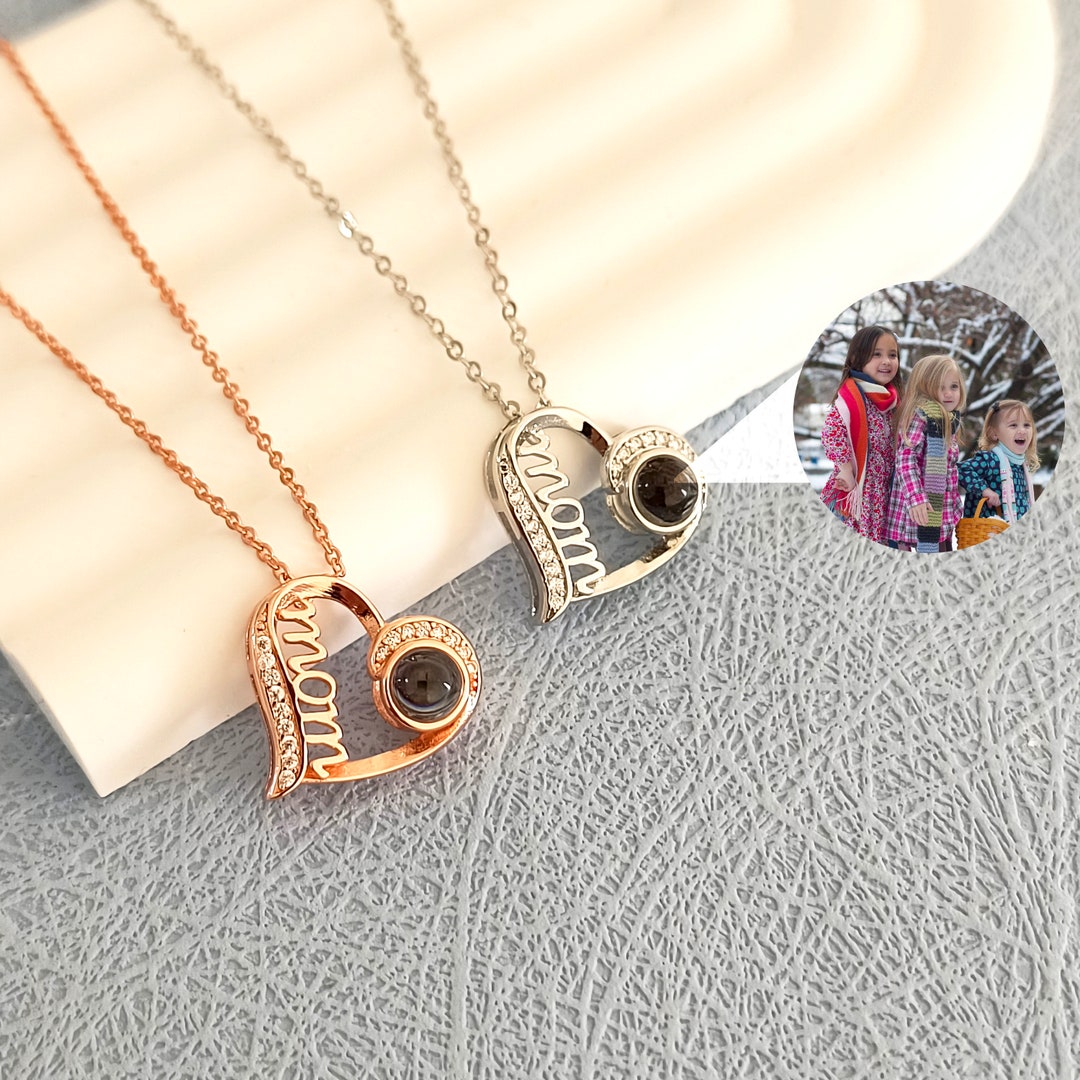 Personalized Mom Projection Necklace • Heart Necklace • Photo ...