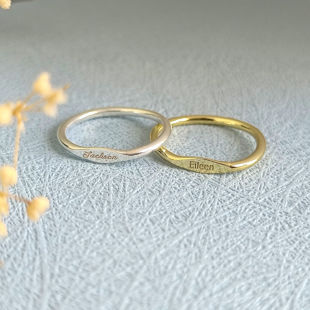 Personalized Stacking Ring • Stackable Ring • Name Ring • Silver Ring ...