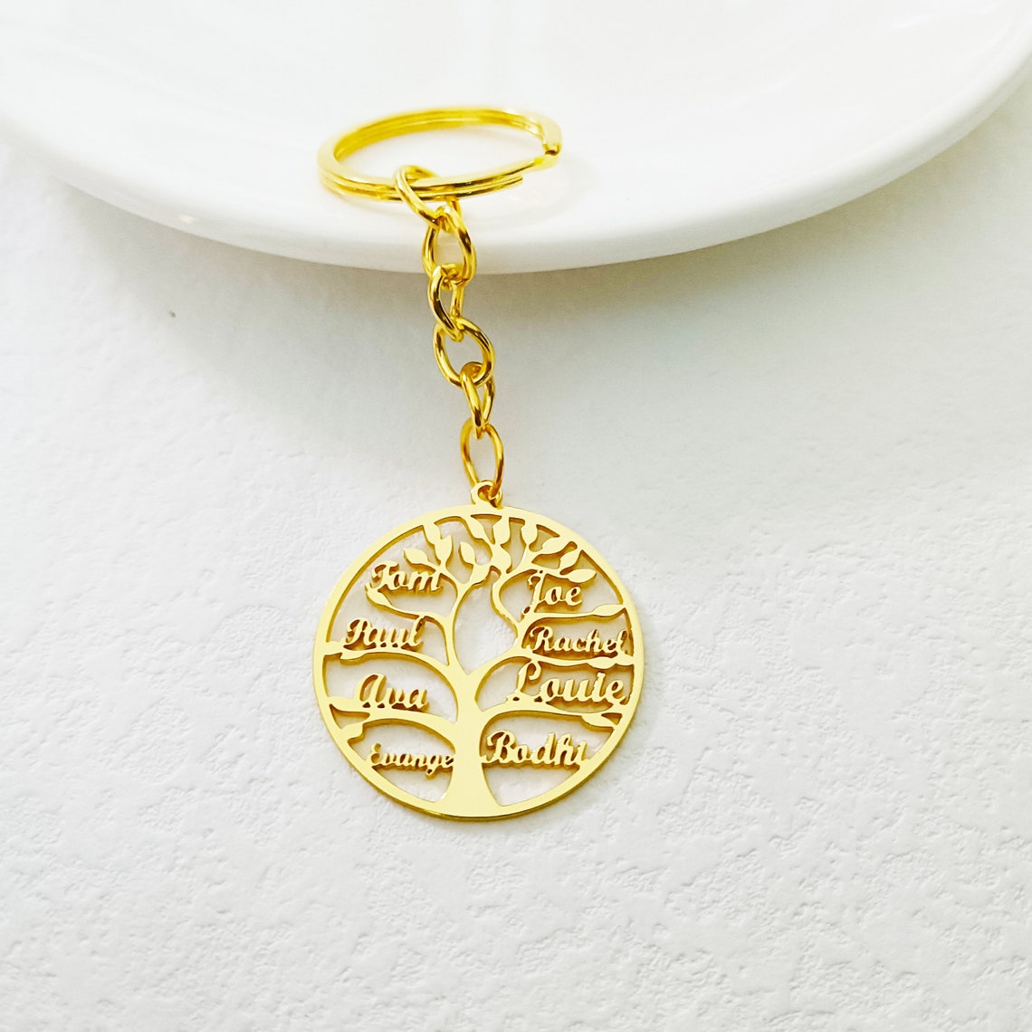 Personalized Family Tree Keychain • Custom Family Name Keyring ...
