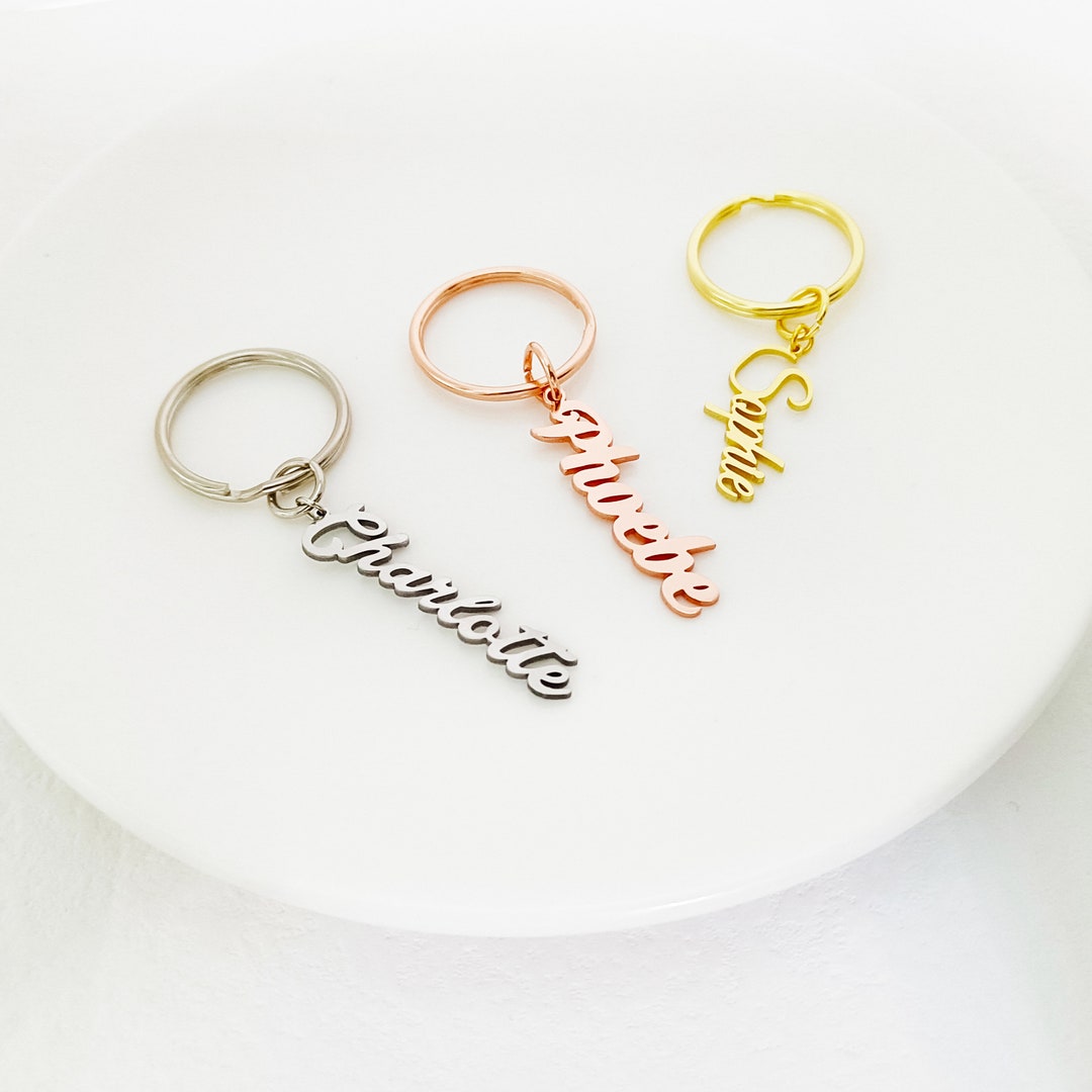 Personalized Name Keychain • Custom Name Keychain • Gold, Silver, Rose ...
