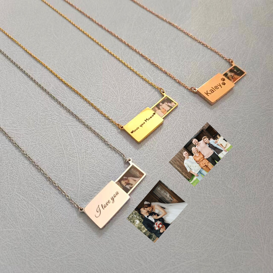 Personalized Envelope Locket Necklace Photo Necklace Engraved Memorial ...