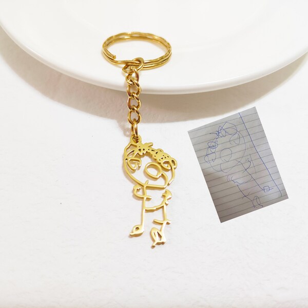 Kids Drawing Keychain - Etsy