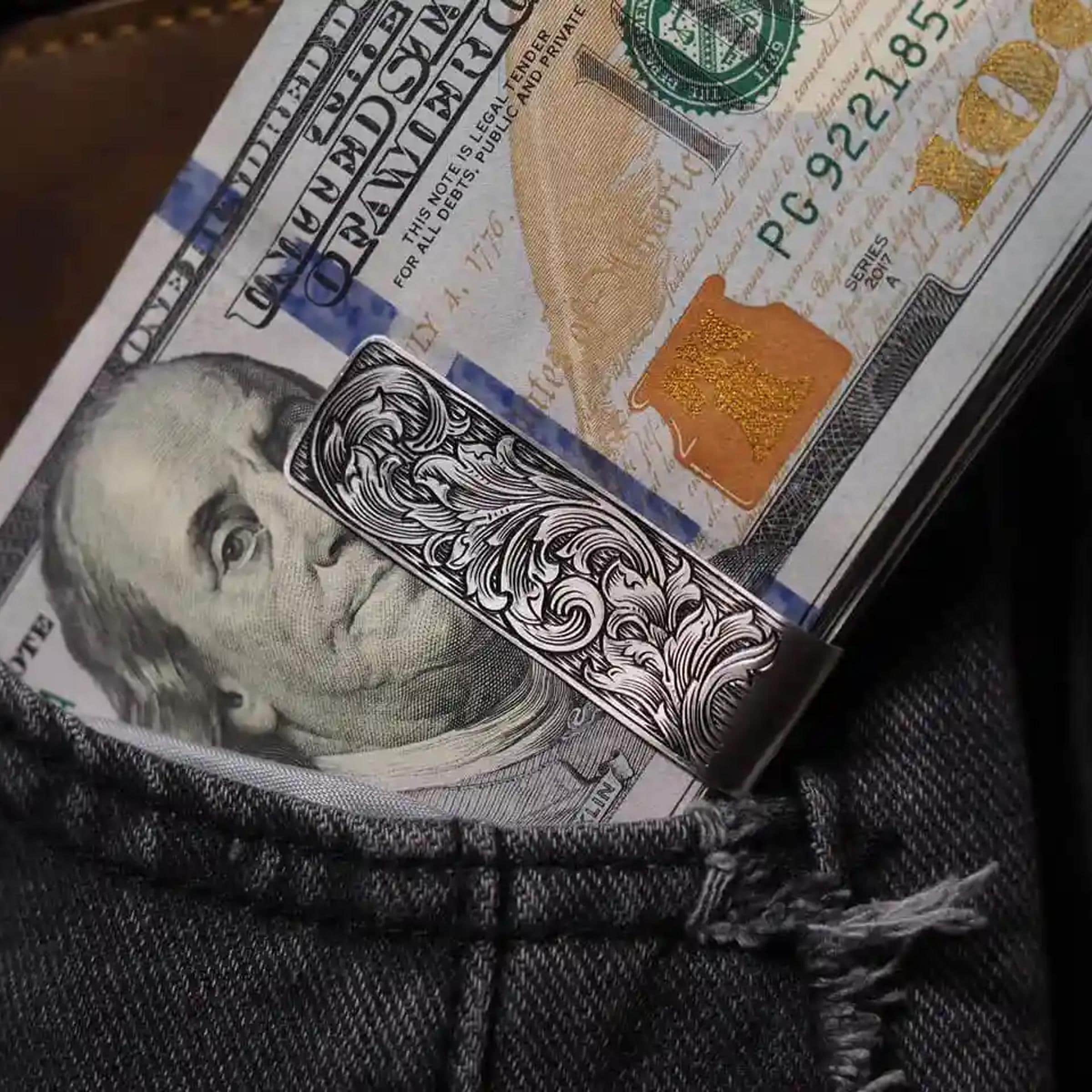 Hand Engraved Sterling Silver Money Clip, Luxury Money Clip ...