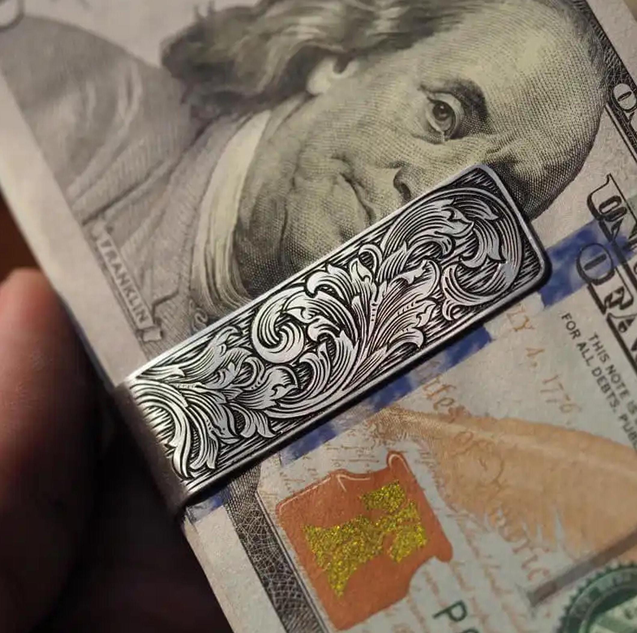 Hand Engraved Sterling Silver Money Clip, Luxury Money Clip ...