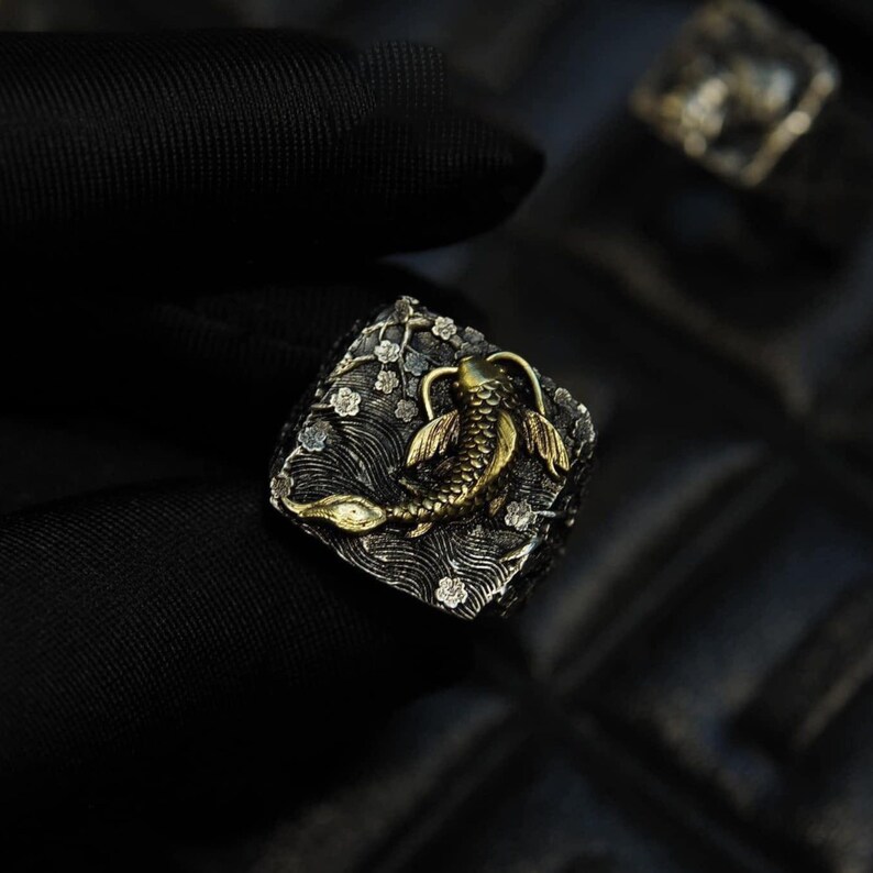 Golden KOI Fish Ring , Creative Ring, Hippie Ring, Boho Ring, Punk Ring ...