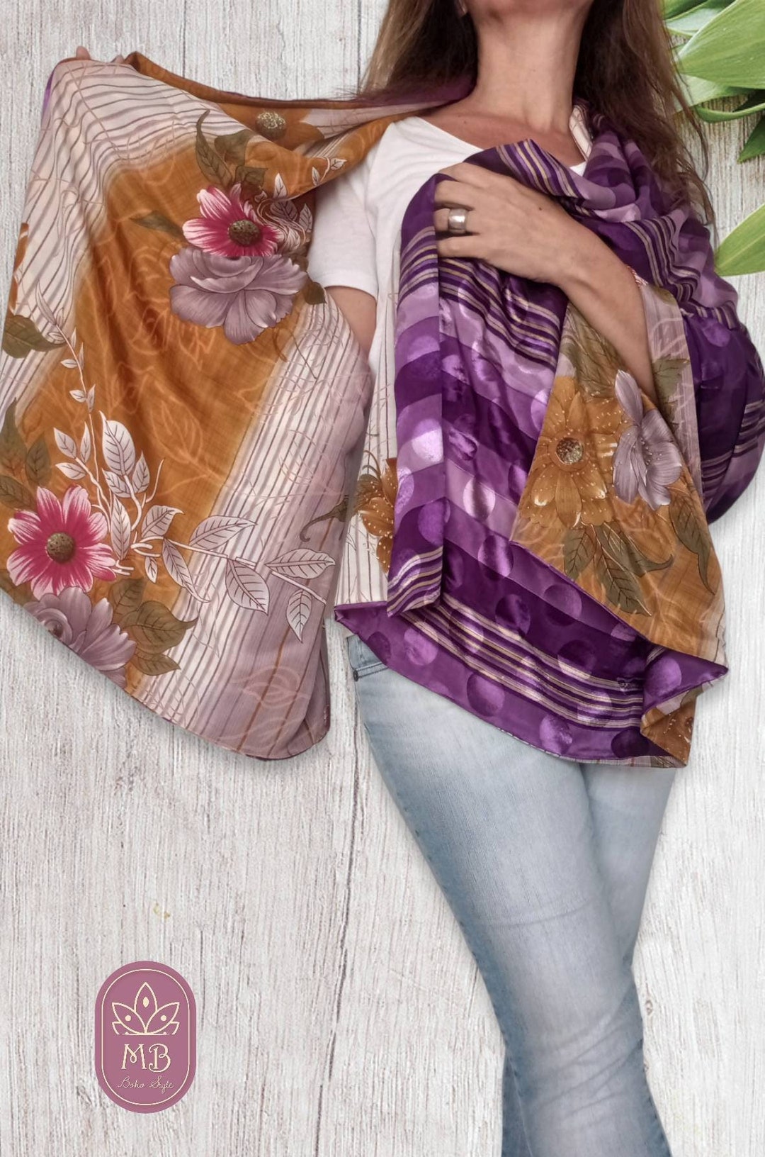 Reversible Large Silk Shawl Oversized Shawl Upcycled Sari - Etsy