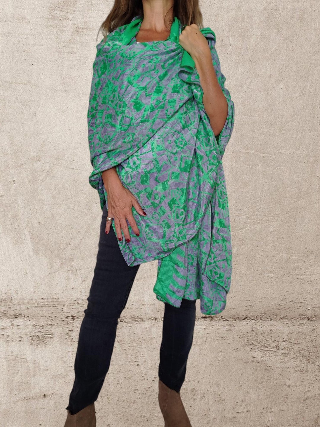 Large Silk Shawl. Large Wrap Shawl. Oversized Shawl. Upcycled Sari ...