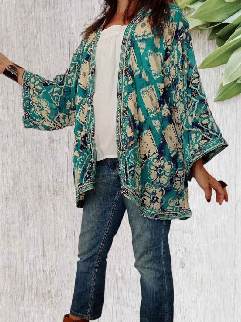 Short Kimono Jacket. Short Kimono Robe. Bohemian Jacket for Women. - Etsy