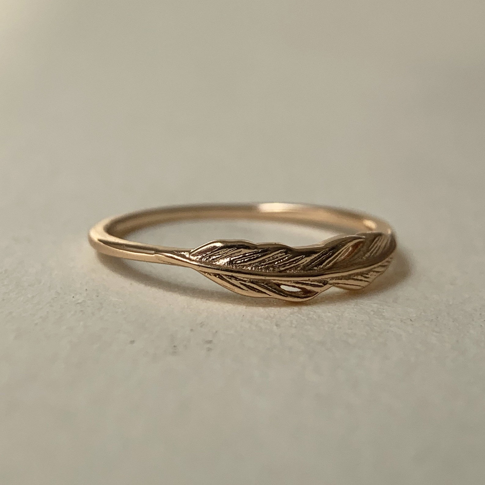 Dainty Feather Ring Gold Sterling Silver Simple Everyday Rings - Etsy