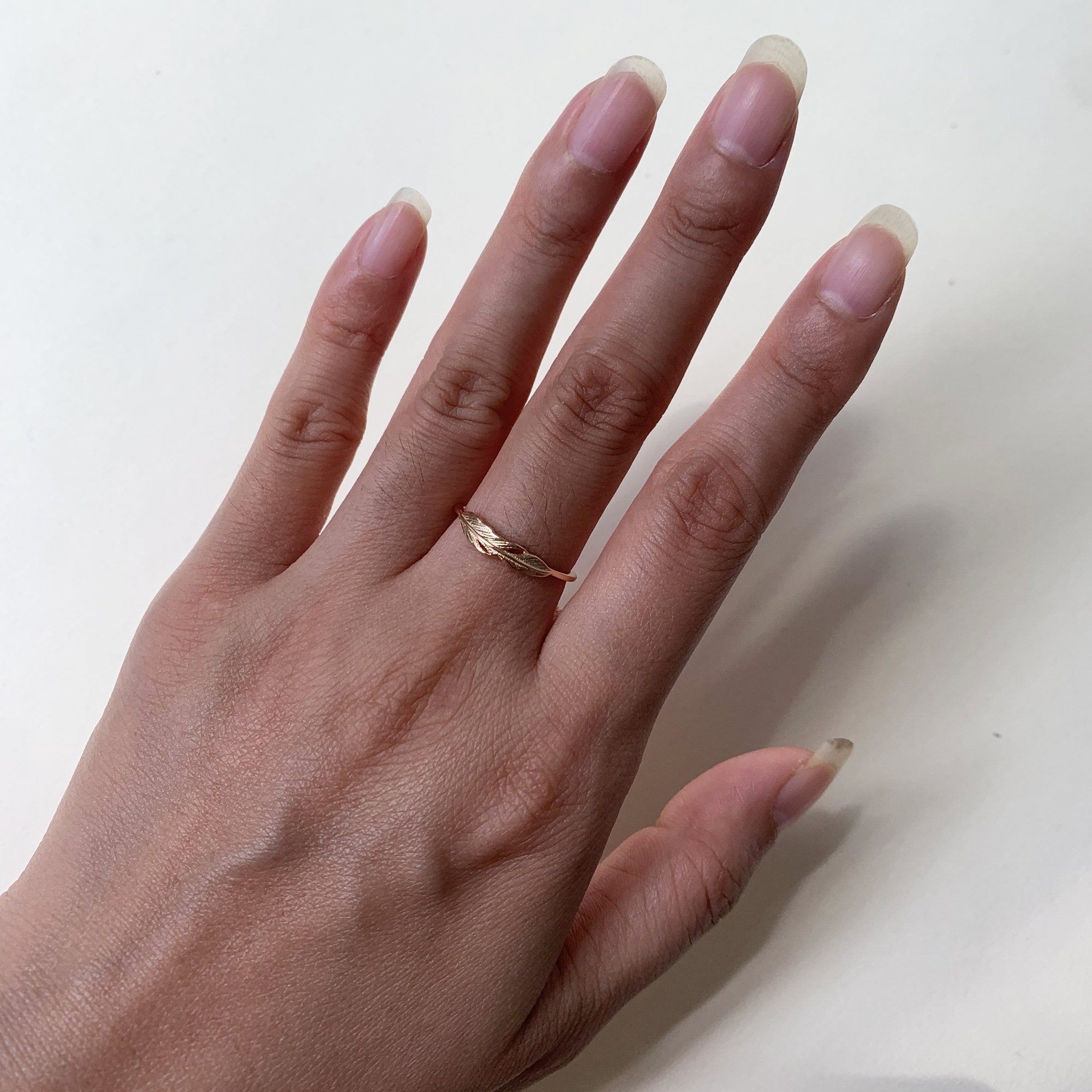 Dainty Feather Ring Gold Sterling Silver Simple Everyday Rings - Etsy