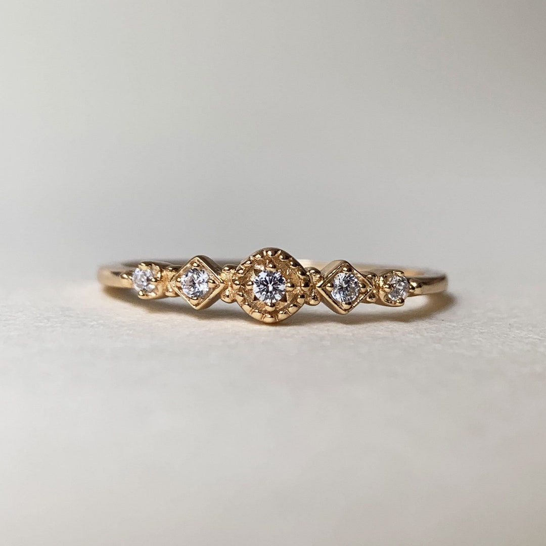 Vintage Wedding Band Gold Unique Stacking Rings Sterling Silver ...