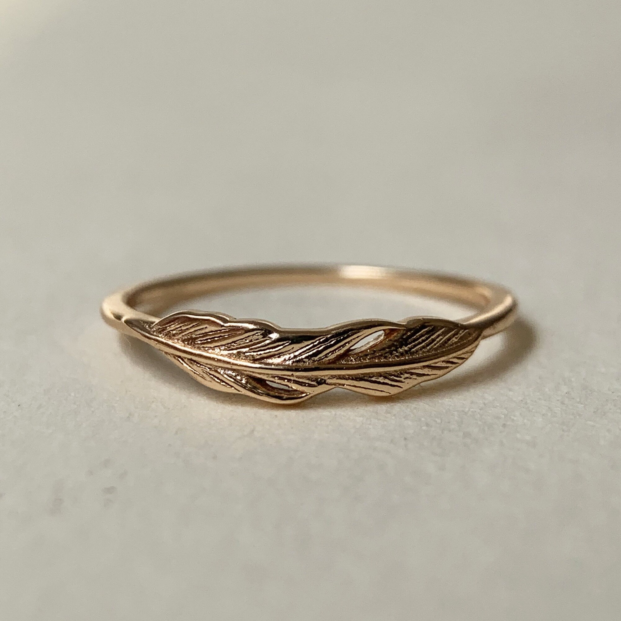 Dainty Feather Ring Gold Sterling Silver Simple Everyday Rings - Etsy
