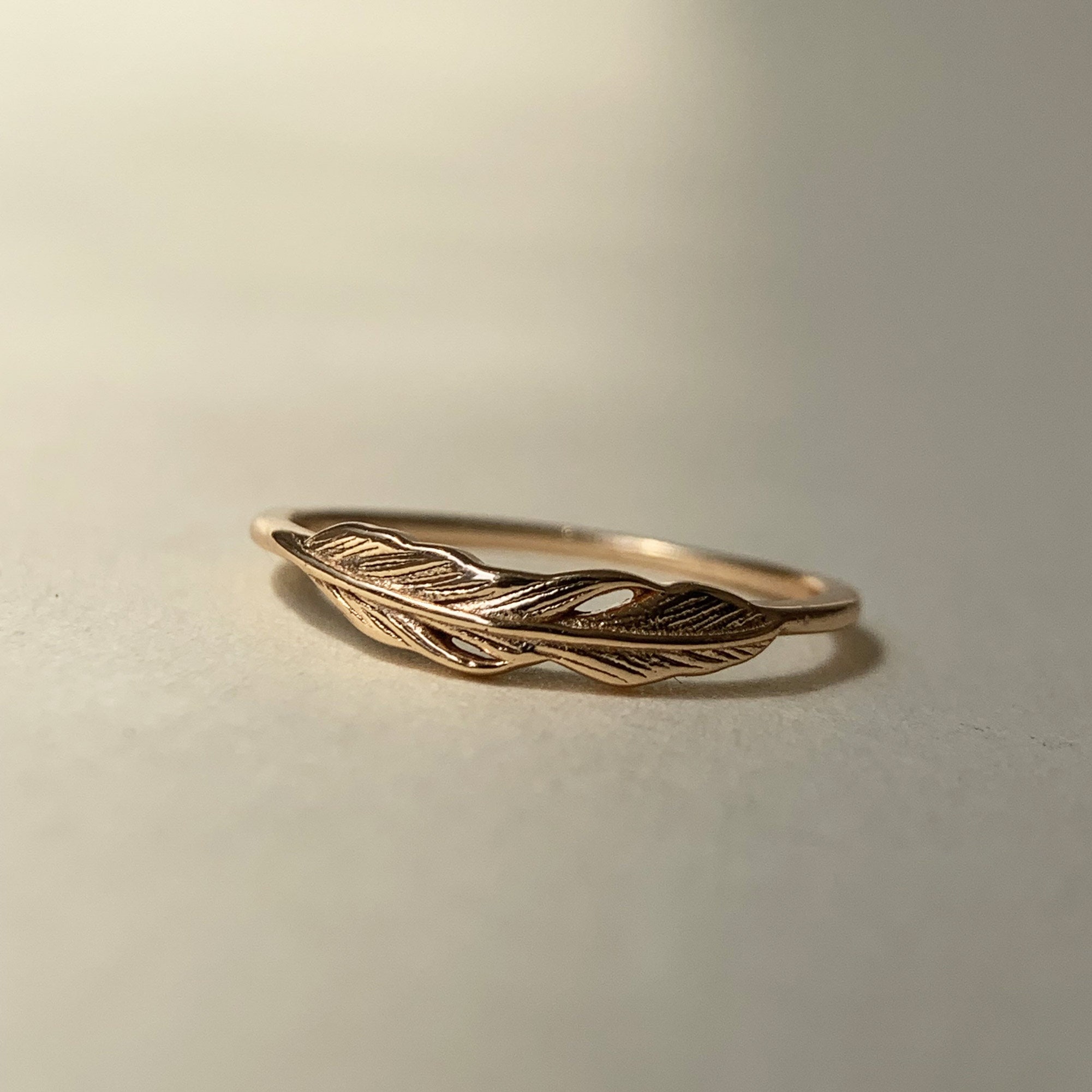 Dainty Feather Ring Gold Sterling Silver Simple Everyday Rings - Etsy