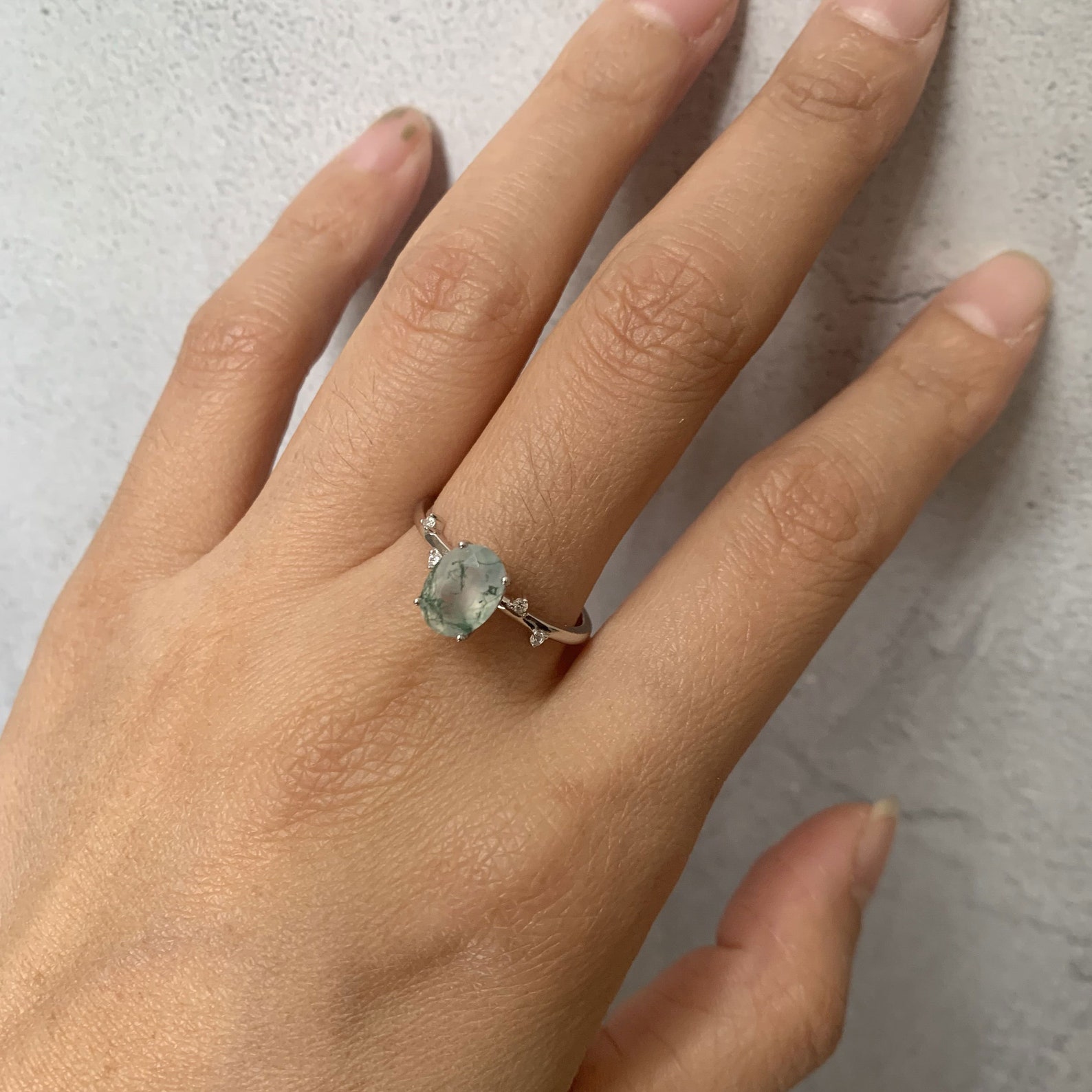 Moss Agate Ring Sterling Silver Oval Natural Green Gemstone - Etsy