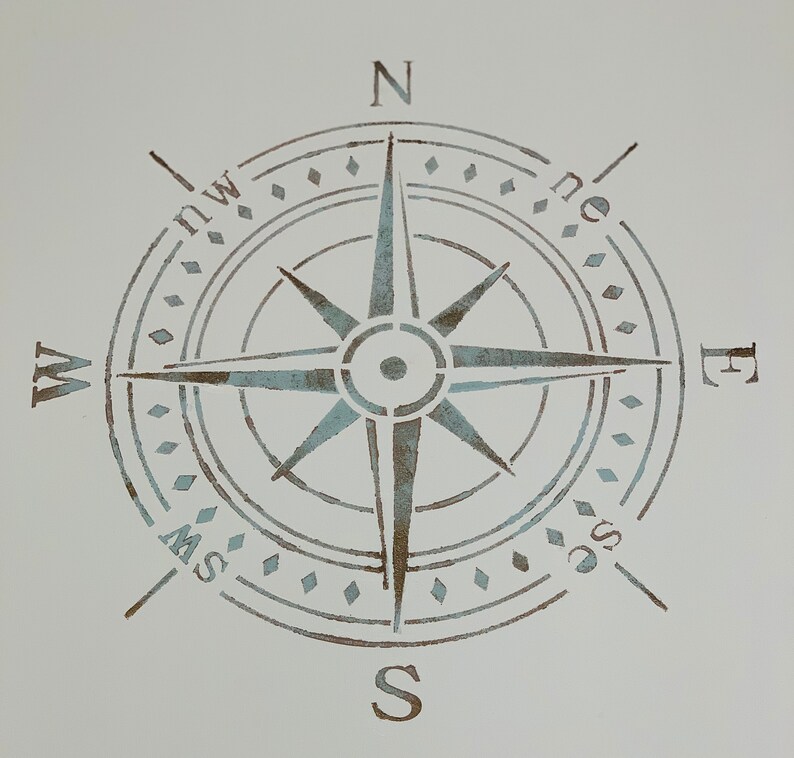 Hand Painted Nautical Accent Table, White, Compass, With Drawer - Etsy