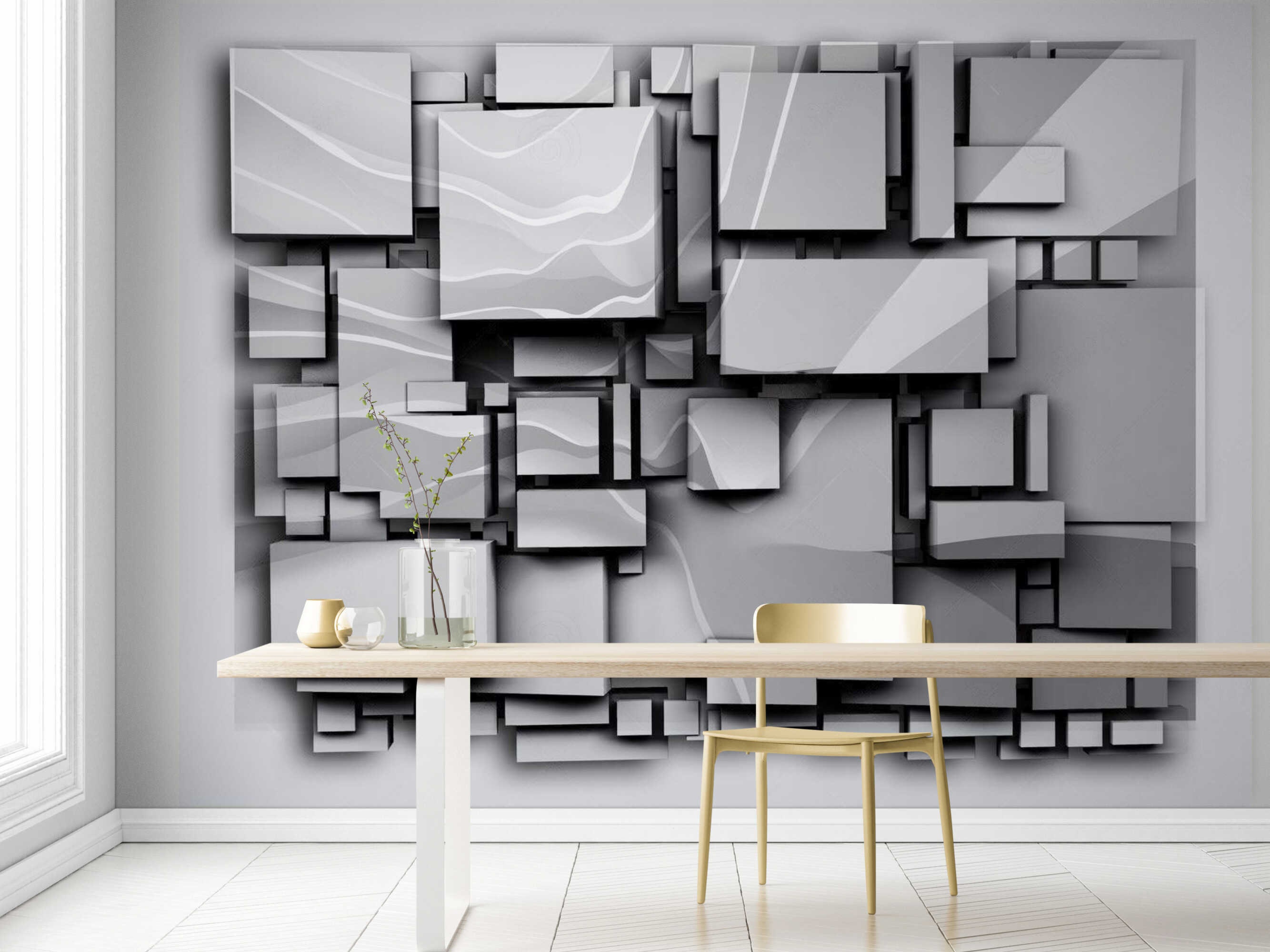 Realistic Gray 3D Wallpaper Mural Self Adhesive Wall Decor Peel and ...