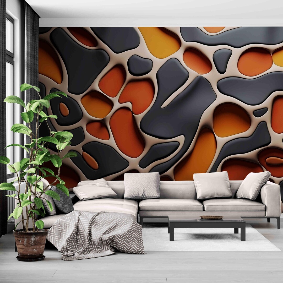 3D Abstract Wallpaper: Organic Cellular Pattern, Peel and Stick Mural ...