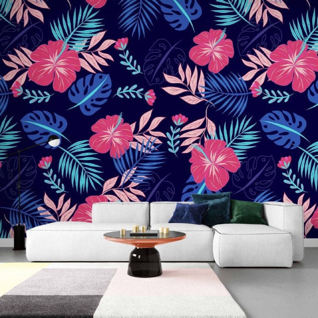 Wall Mural Floral Pattern Wallpaper Vinyl Non Woven Flowers - Etsy