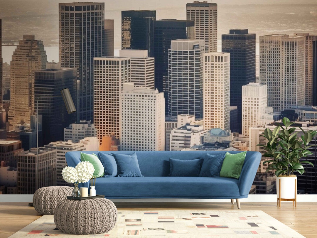 Skyscraper Art Wallpaper for Wall Textured & Peel and Stick Wallpapers ...