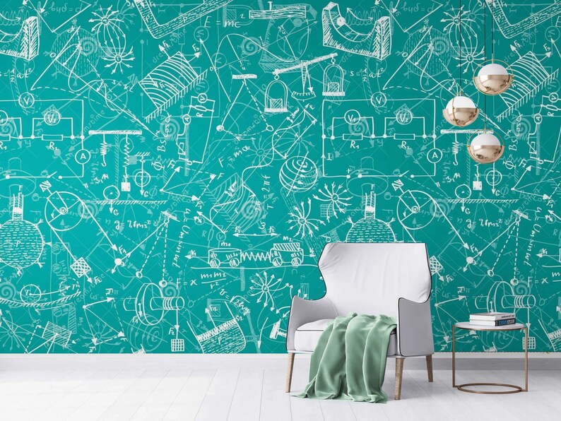 Math Formula Wallpaper Mural: STEM Classroom Decor, Peel and Stick ...