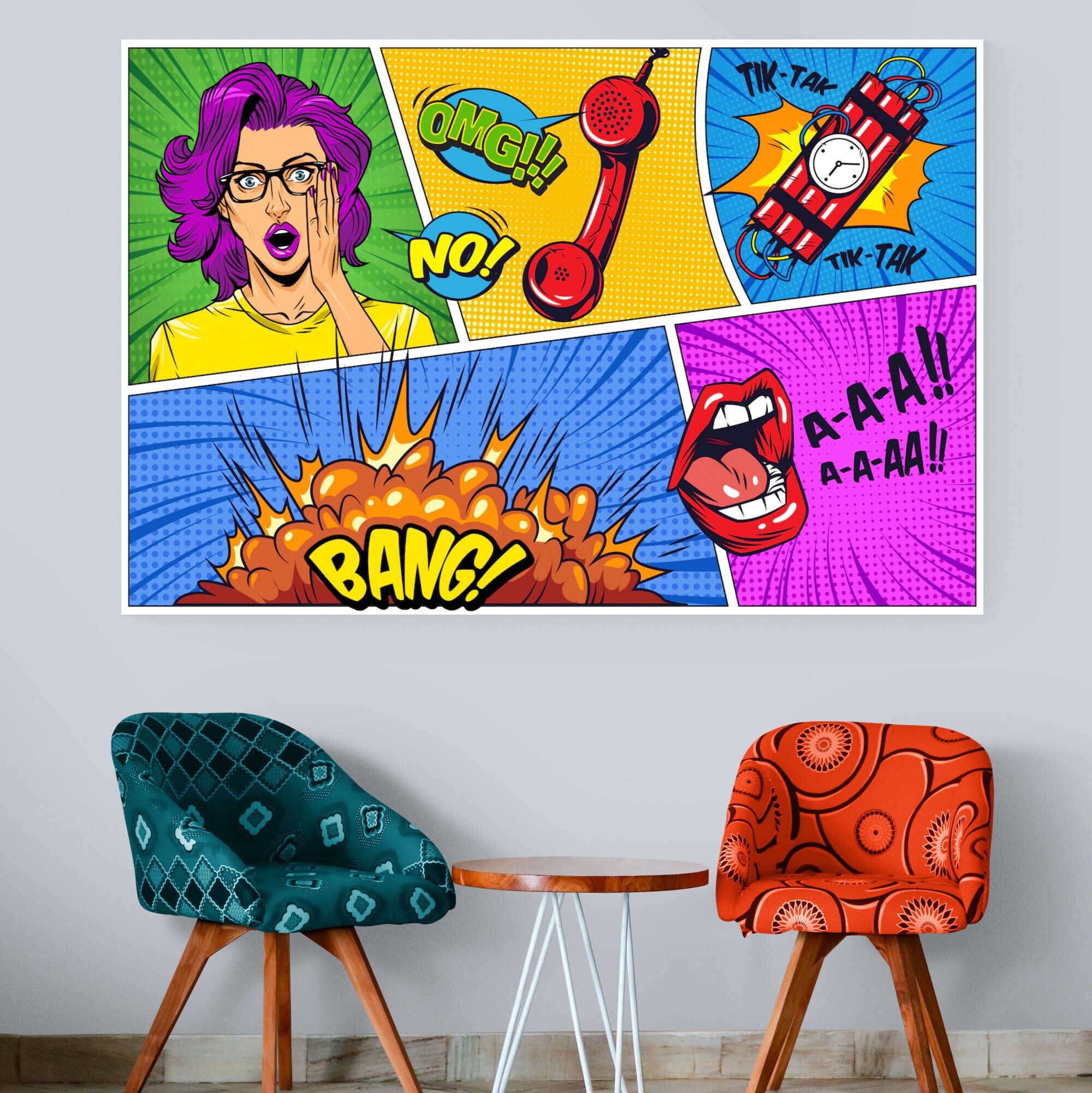Pop Art Wall Paper Wall Mural Pop Art Wall Paper Peel and - Etsy