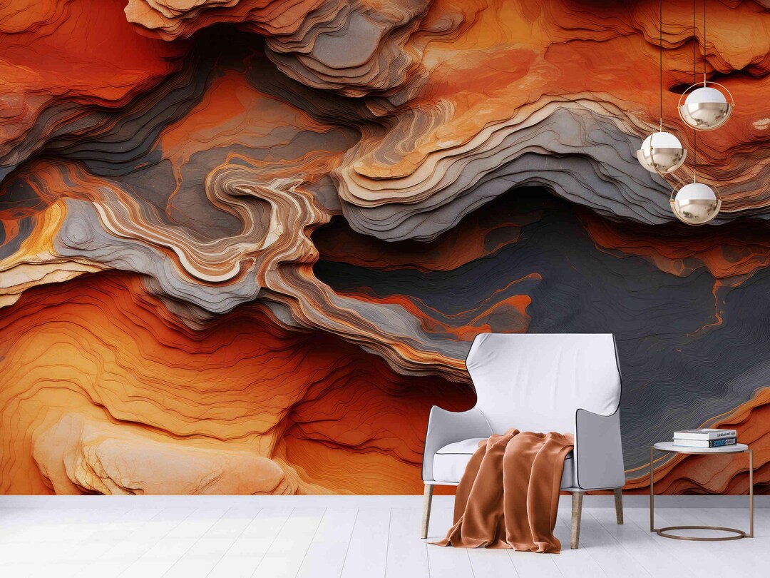 Modern 3D Stone Cave Wallpaper Peel and Stick Textured Wall Art for ...