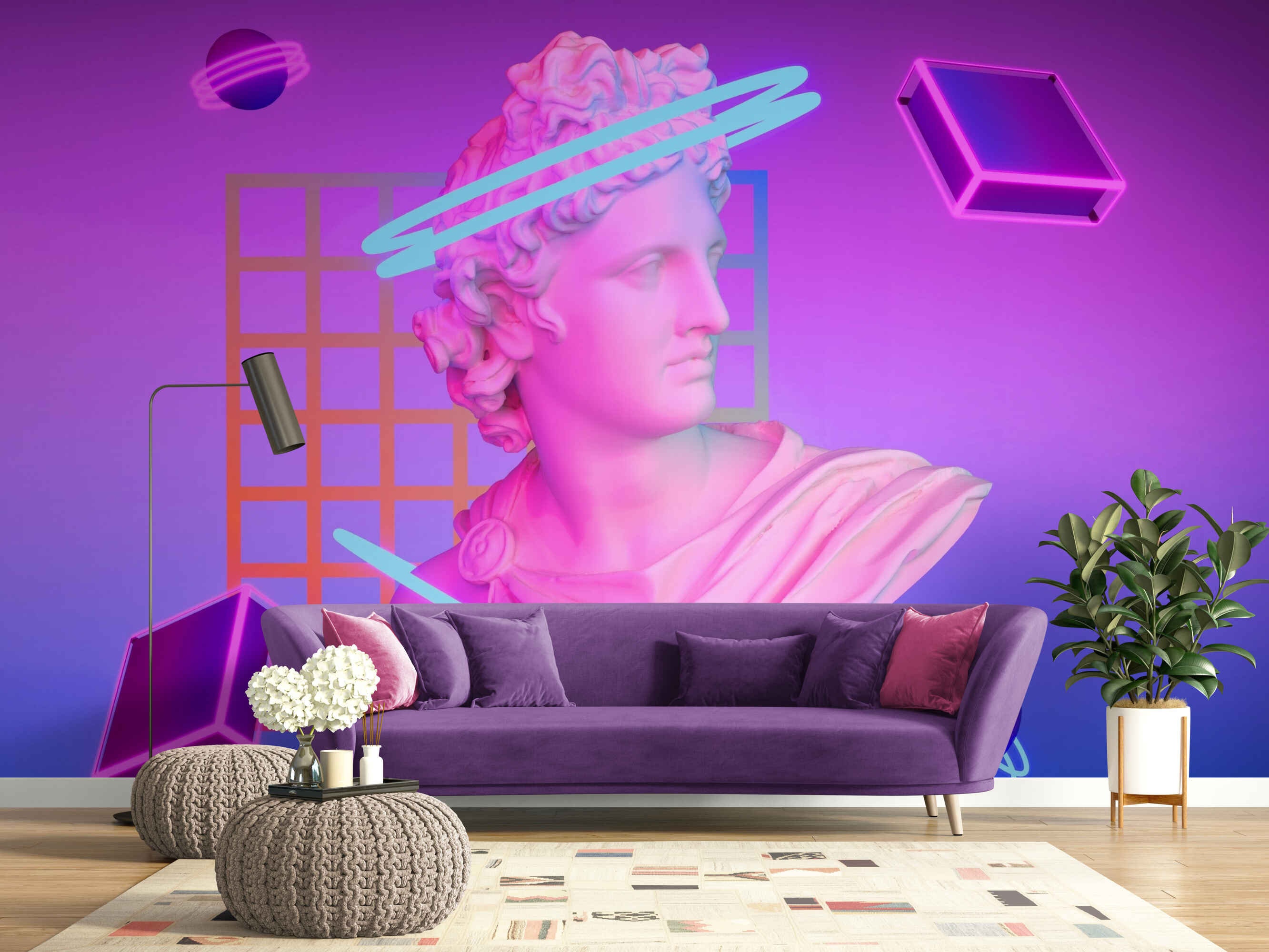 Art Aesthetic Wallpaper, Cyber Apollo, Greek Statue Wallpaper, Cyber 3D ...