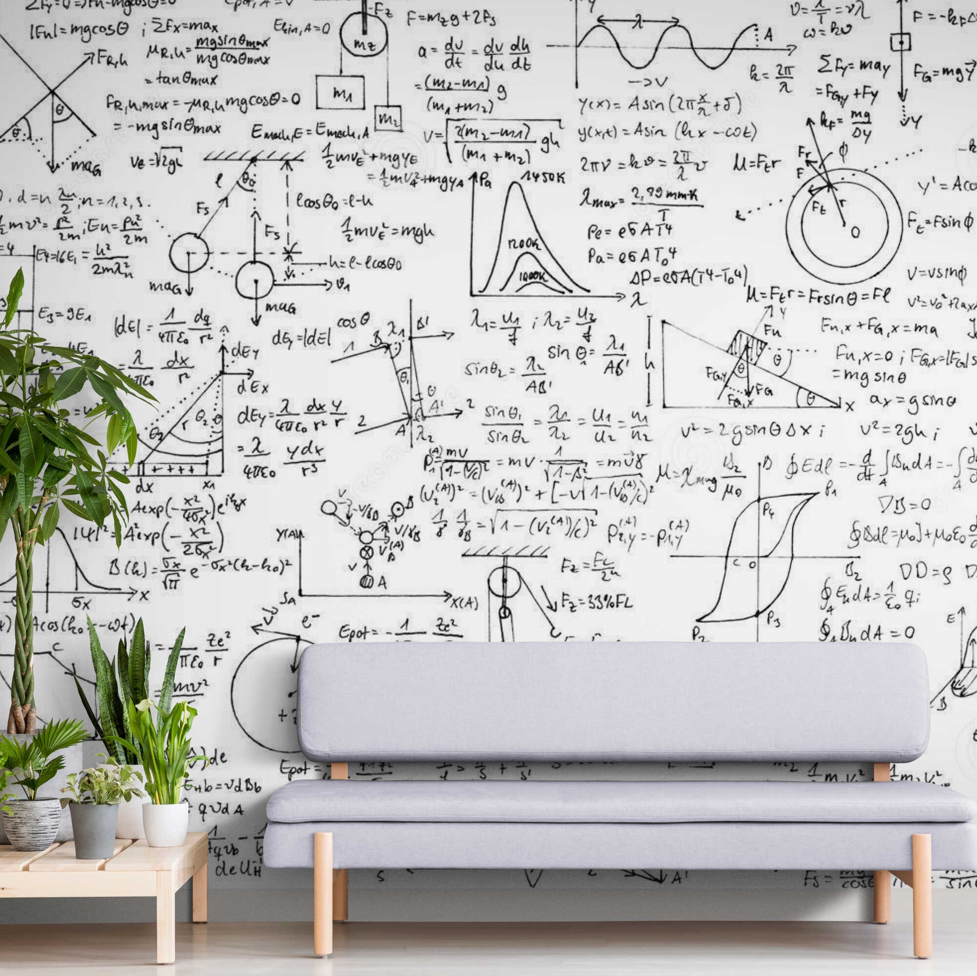 Physics Wall Paper Formula Wall Mural Art Wallpaper Custom - Etsy