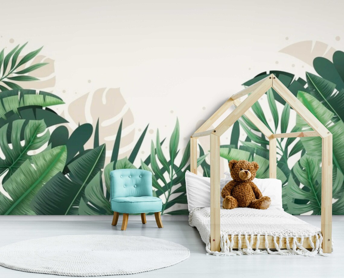 Nature Wallpaper for Kids Room Tropical Leaves Wallpaper Nursery Kids ...