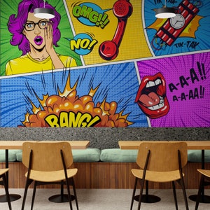 Pop Art Wall Paper Wall Mural Pop Art Wall Paper Peel and Stick ...