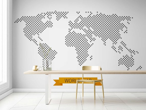 Art Wallpaper World Map Wall Mural Vinyl Wallpaper Wall Decor | Etsy