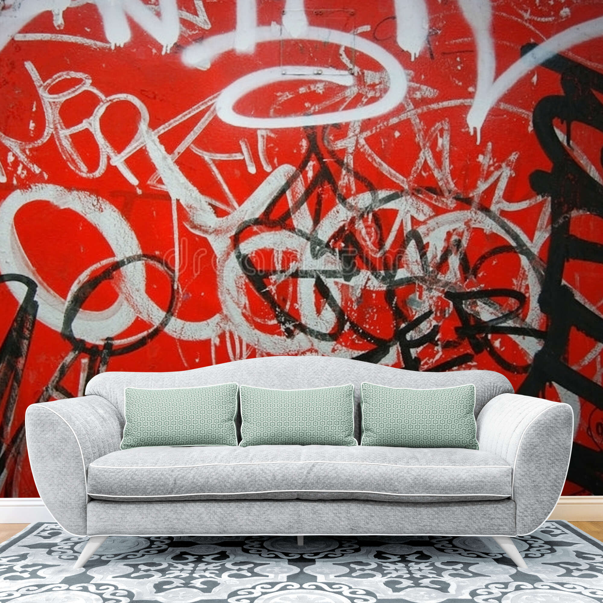 Red Graffiti Wall Mural Peel and Stick Graffiti Wallpaper Adhesive Wall ...
