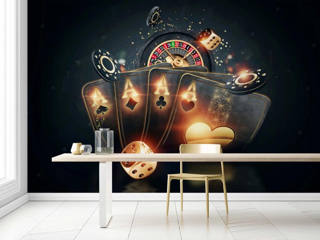 Poker Wall Mural: Luxury 3D Art Deco Wallpaper - Peel & Stick - Etsy