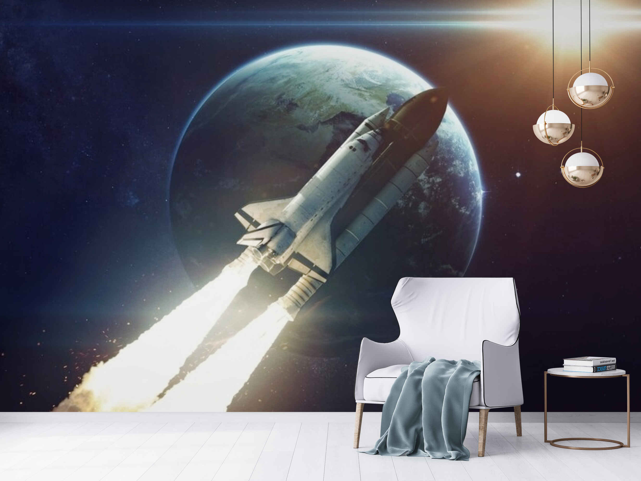 Stunning Space Shuttle Wallpaper With Orbiting Earth Wall Mural, Planet ...