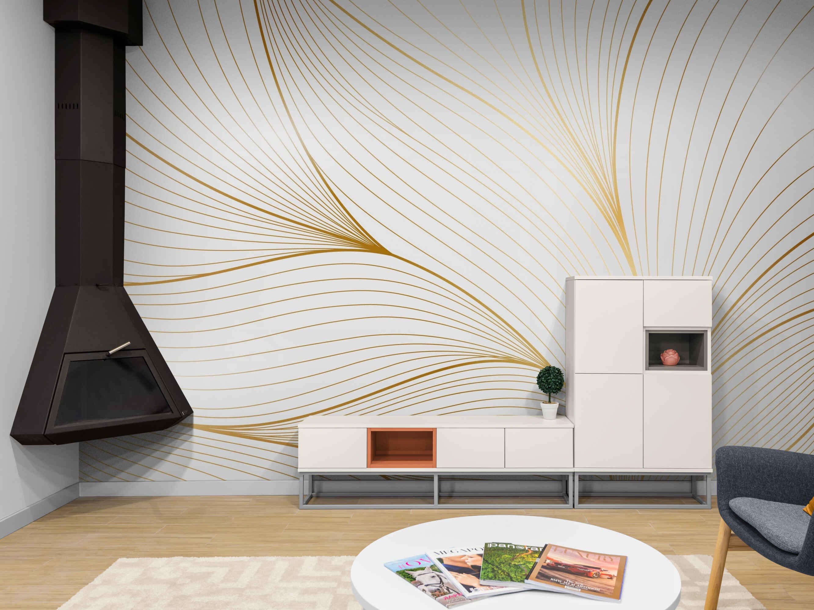 Self-adhesive Wallpaper Golden Gradient Mural Linear Gradient Wallpaper ...