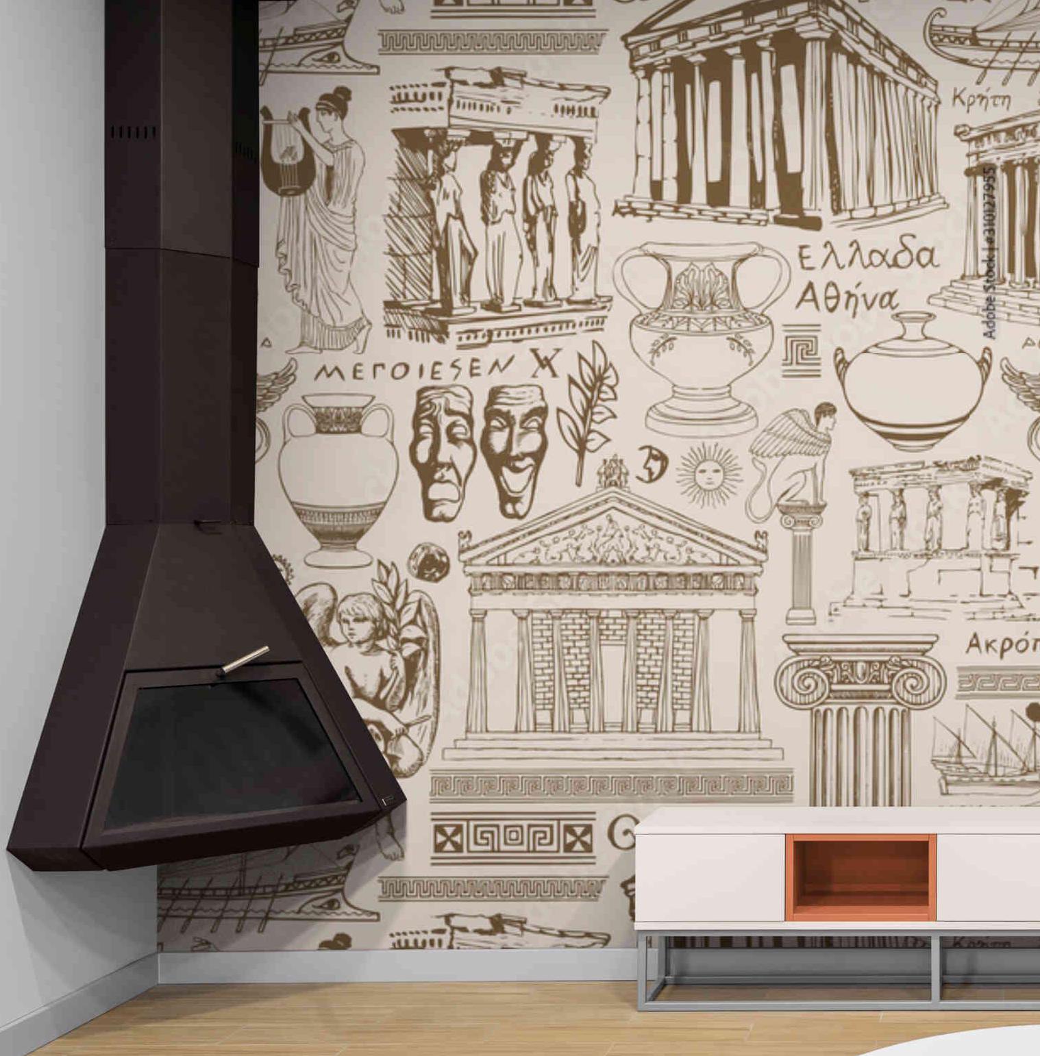 Ancient Greek Culture Wallpaper: Repeating Mythology Wall Mural - Etsy UK