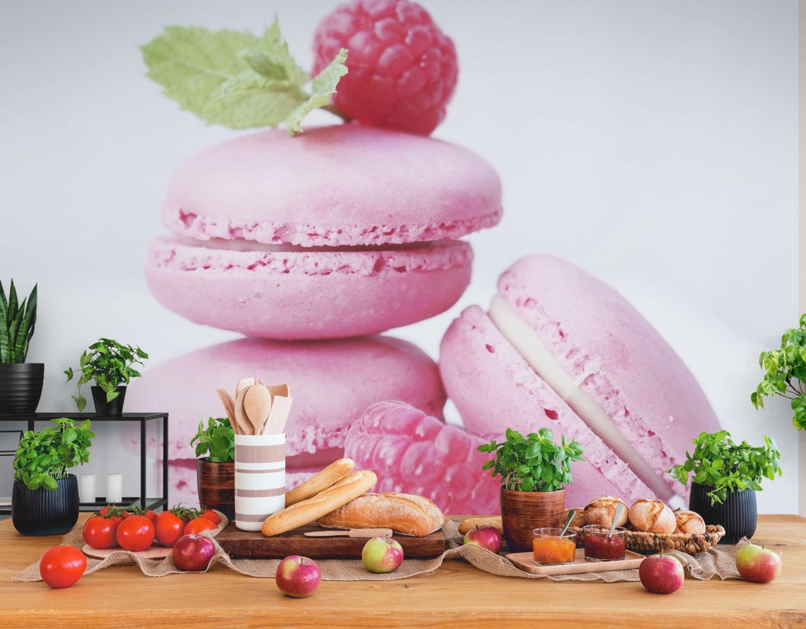 Macarons Photo Wallpaper: Custom Kitchen Cafe Wall Mural - Etsy