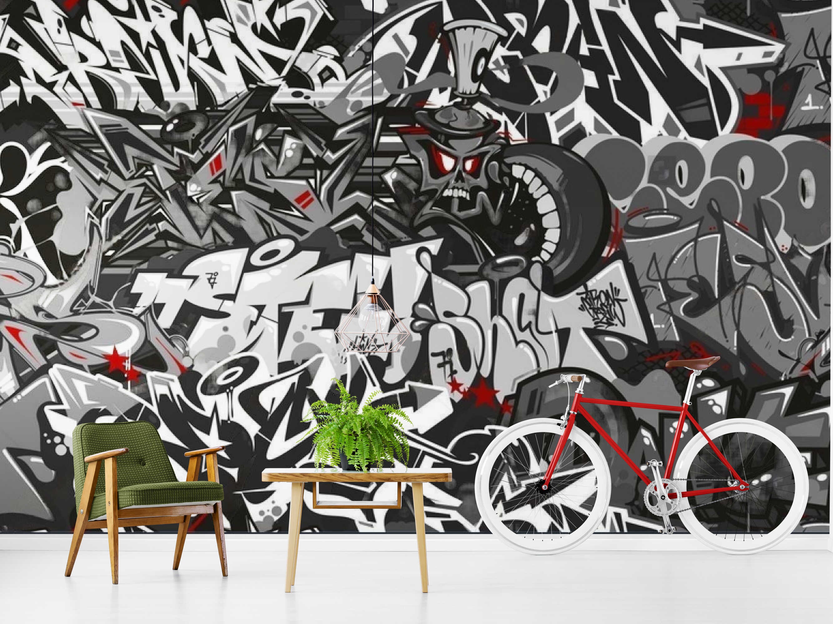 Graffiti Wall Mural Black and White Accent Wall Paper Bedroom - Etsy