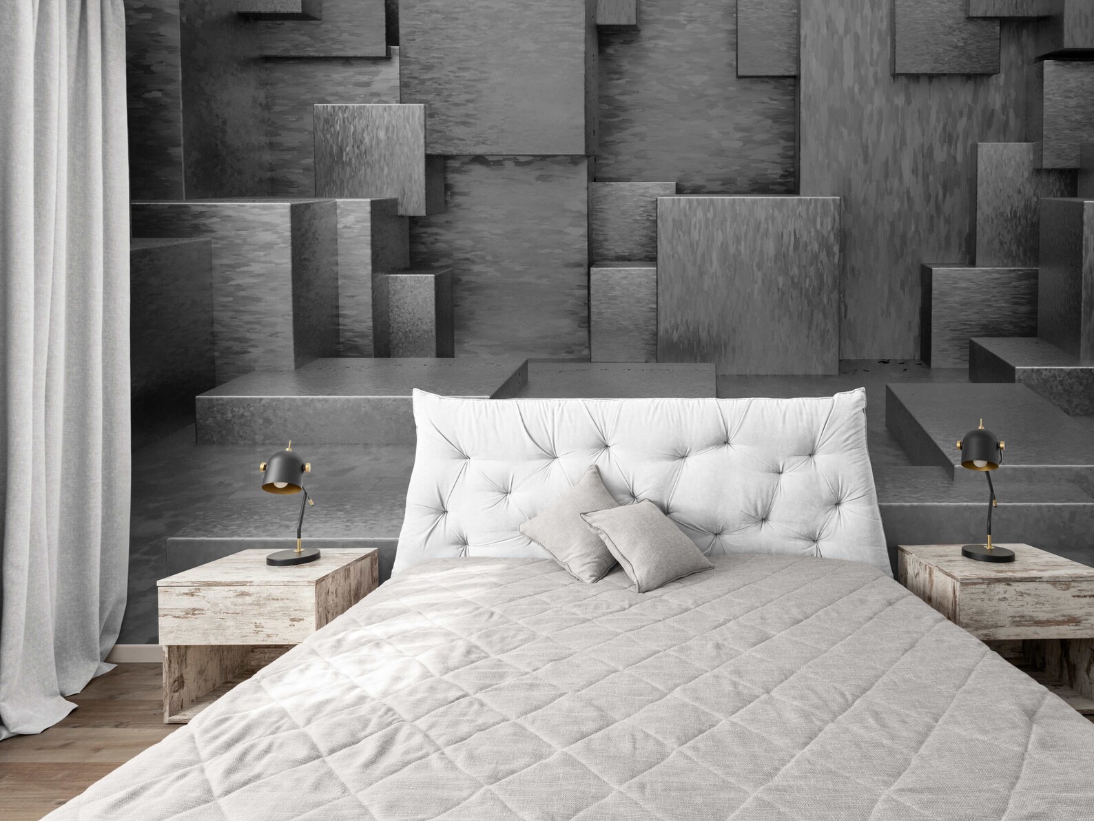 Gray 3D Wallpaper Art Deco 3d Wall Mural 3D Wallpaper - Etsy