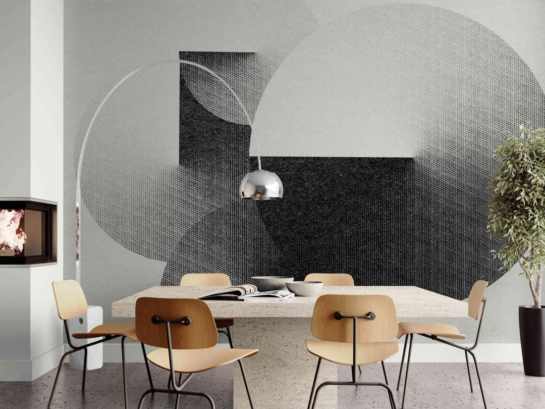 Modern Engraving Style Wallpapers Murals Black & Gray Wall Decor for ...