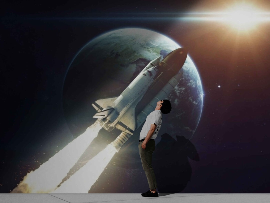 Stunning Space Shuttle Wallpaper With Orbiting Earth Wall Mural, Planet ...