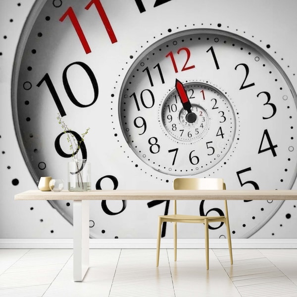 Peel and Stick Clock Wallpaper - Etsy