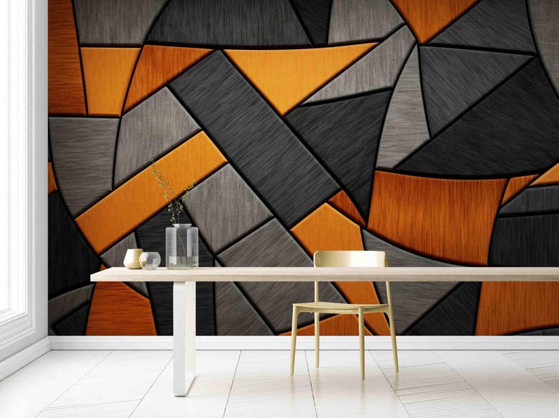 Geometric 3D Wall Mural – Abstract Peel and Stick Wallpaper - Etsy
